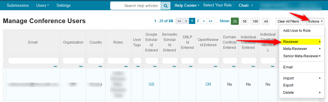 CHAIR HOW-TO: Manage Conference Users Page | Microsoft Conference Management Toolkit Documentation
