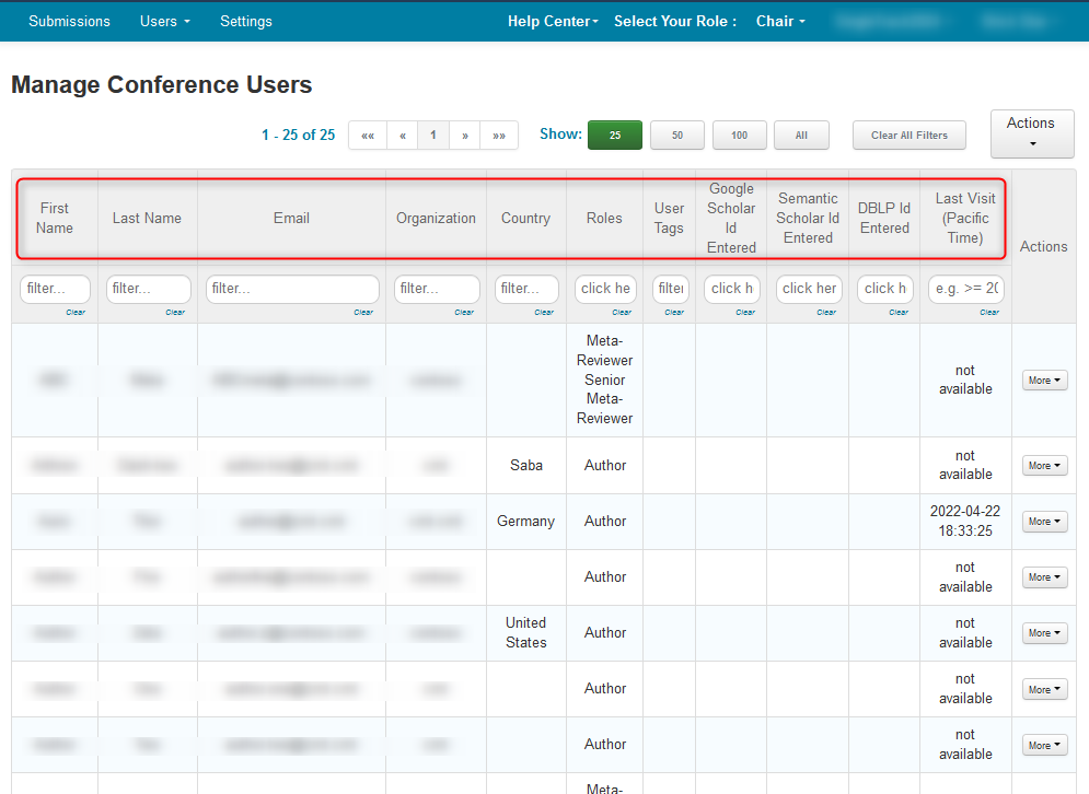 CHAIR HOW-TO: Manage Conference Users Page | Microsoft Conference Management Toolkit Documentation